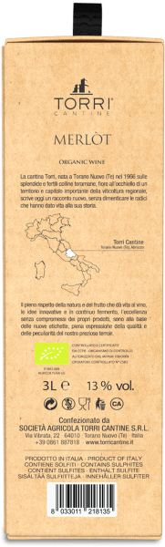 Vino rosso Merlot Bag in Box biologico - Torri Cantine Shop